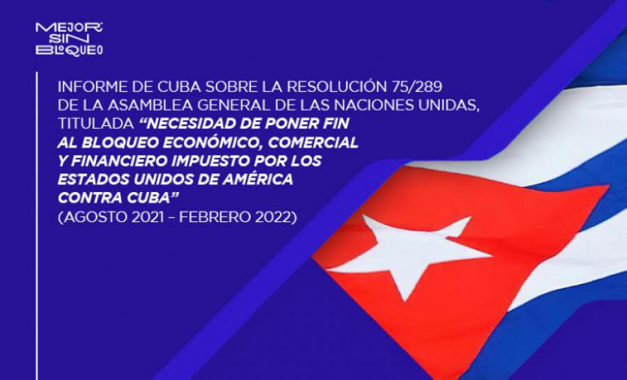 Informe De Cuba En Virtud De La Resolución 75 289 De La Asamblea
